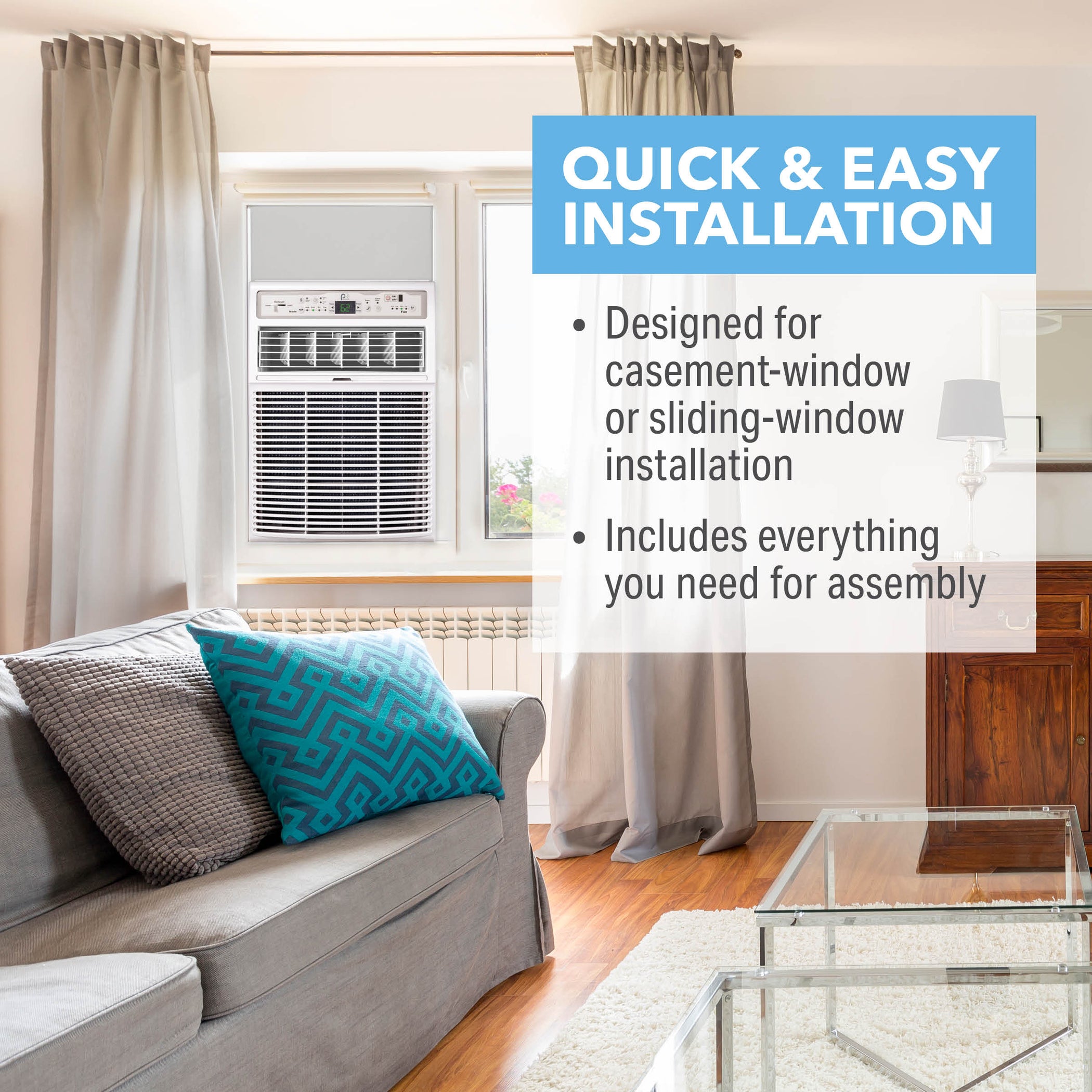10,000 BTU 115V Casement Slider Window Air Conditioner with Follow-Me ...
