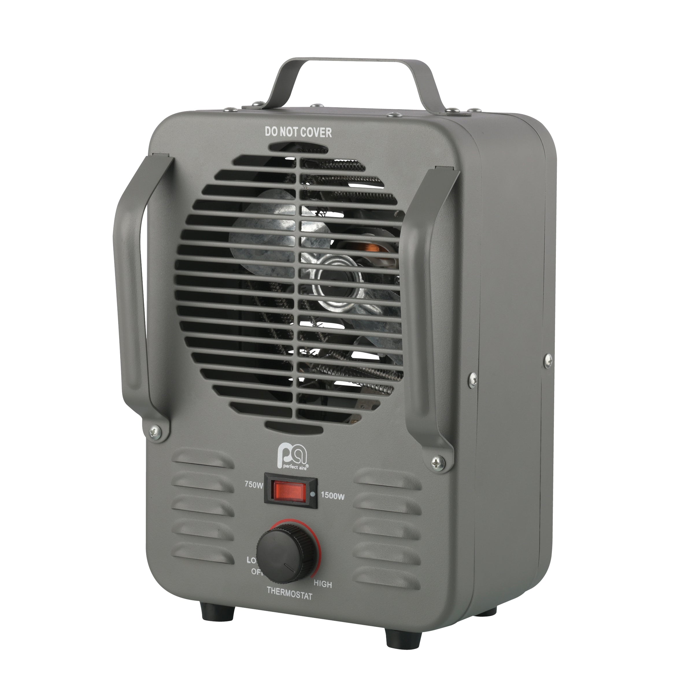 1500/750W 12" Metal Milkhouse Utility Heater with Fan-Only Mode and An — Perfect Aire